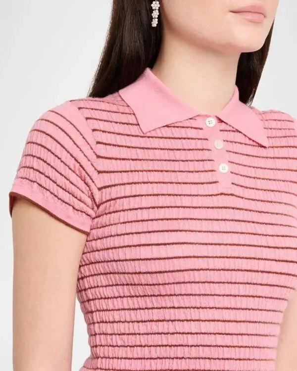 Guest In Residence Smocked Shrunken Striped Polo