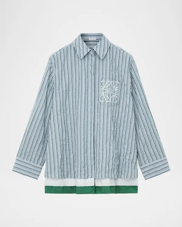 Loewe Striped Crinkled Cotton Button-down Shirt