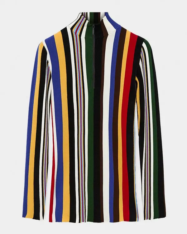 Loewe Striped Rib Quarter-zip Top