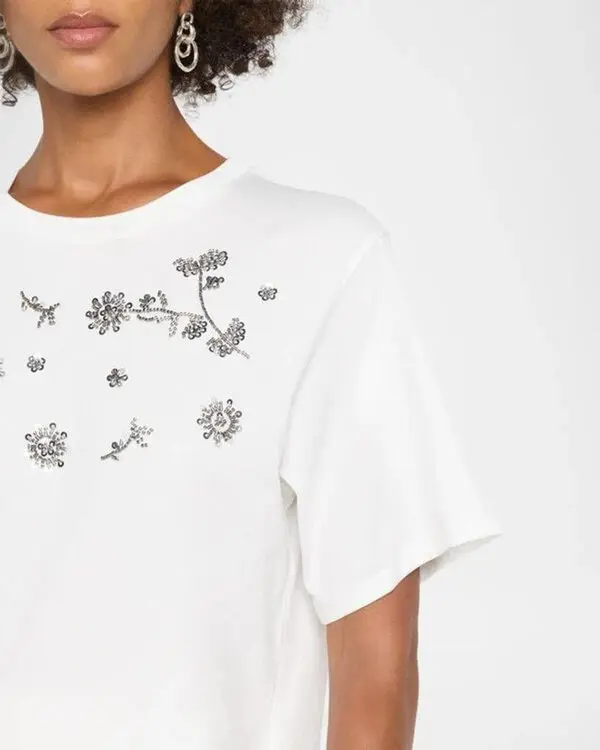 Max Mara Logo-embroidered Cotton Jersey T-shirt - White