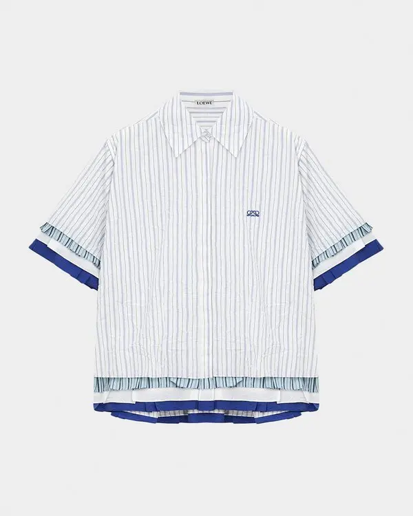 Loewe Short-sleeve Layered Button-down Shirt - White Multi