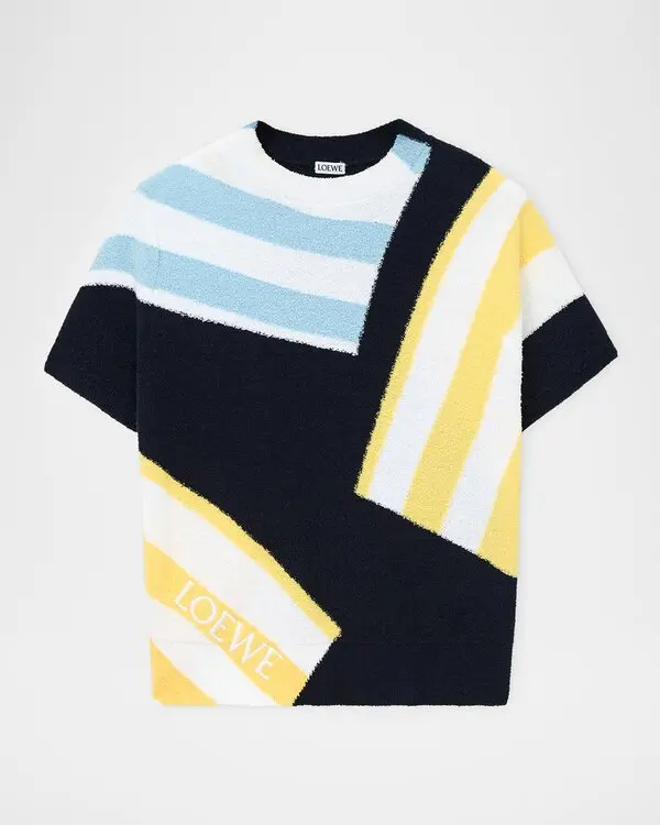 Loewe Striped Fuzzy Knit Short-sleeve Sweater