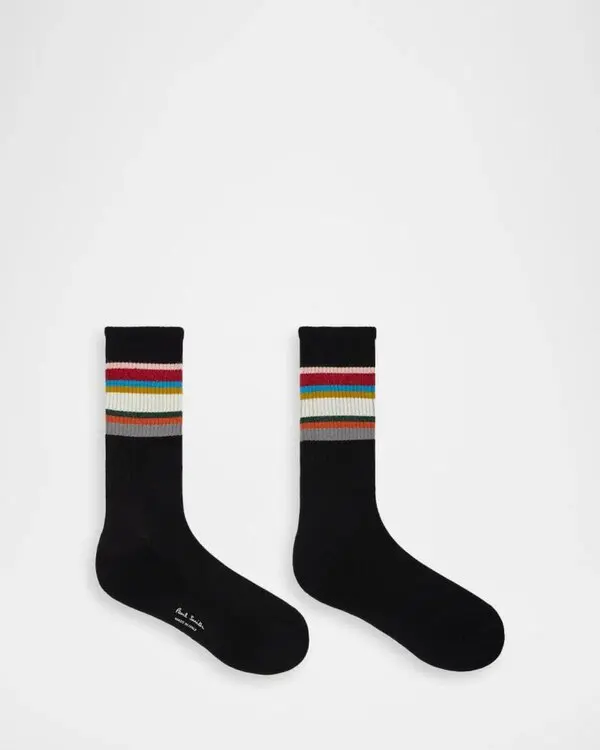 Paul Smith Apos;s Signature Stripe Ribbed Crew Socks - 79black