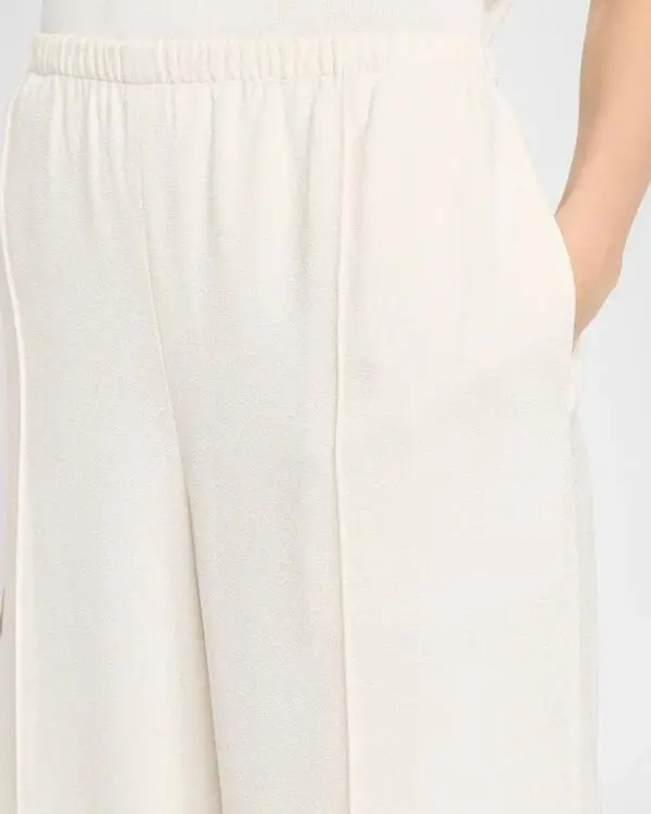 Theory Crop Pintuck Wide-leg Pants - Rice