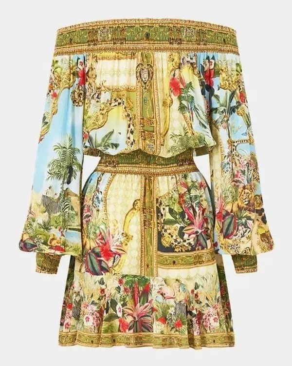 Camilla Empire Print Silk Mini Dress