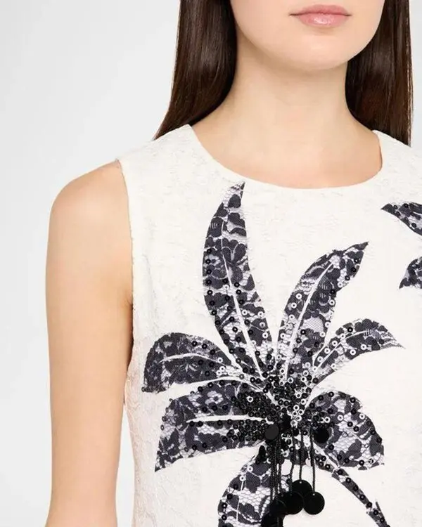 Kobi Halperin Maren Sleeveless Palm Leaf-print Lace Dress - Ivory Multi