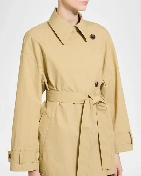 Theory Cropped Double-breasted Trench Coat