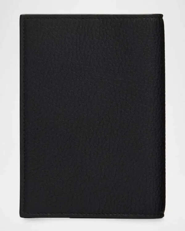 Saint Laurent Apos;s Tiny Cassandre Passport Case In Grained Leather - Nero