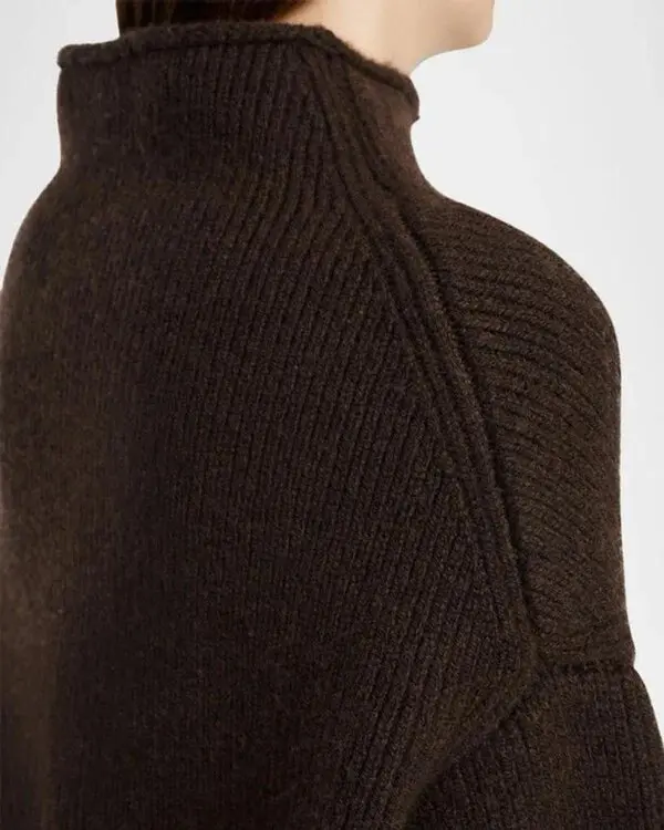 Khaite Marjorie Cashmere Rib-knit Funnel-neck Cardigan