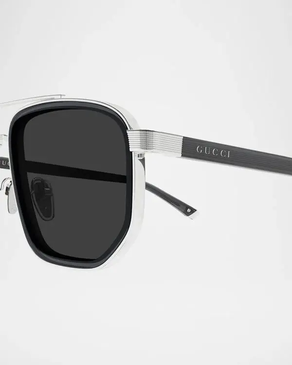Gucci Apos;s Gg2073s-001 Metal And Acetate Rectangle Sunglasses
