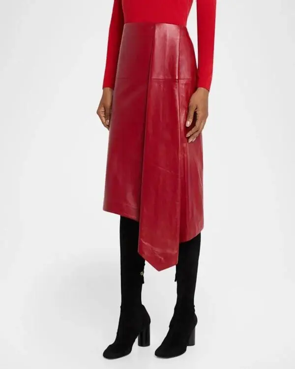 Co Scarf Pleat Leather Skirt