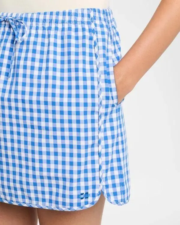 Simkhai Catherine Gingham Drawstring Mini Skirt