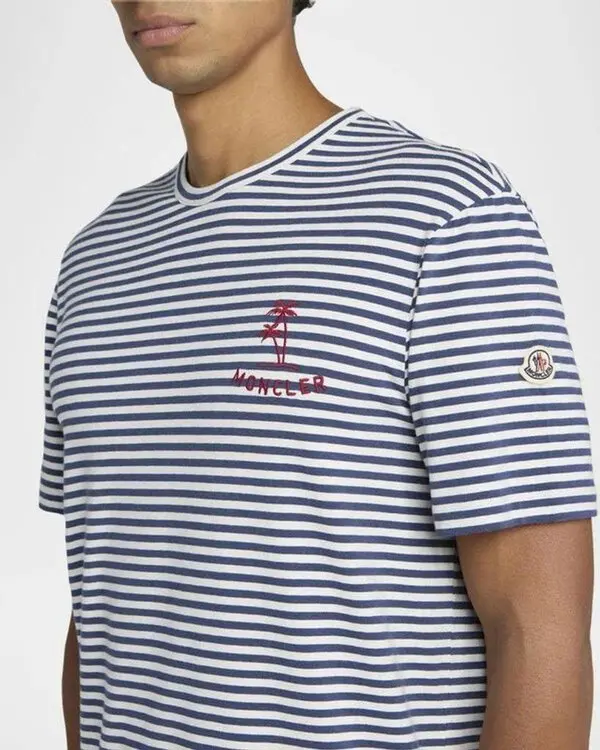 Moncler Apos;s Palm Logo Striped Short-sleeve T-shirt