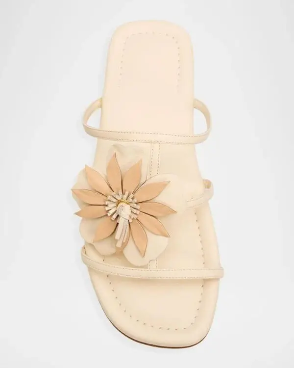 Zimmermann Belara Flower-appliqué Leather Sandals
