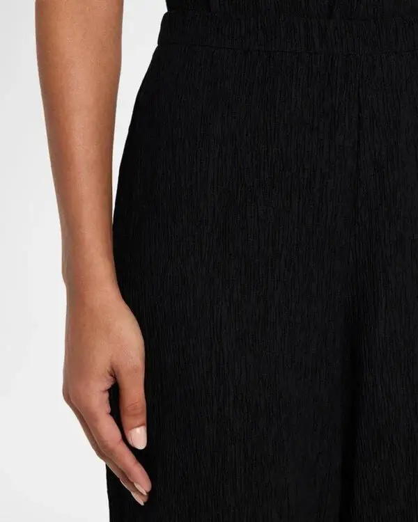 Eileen Fisher Crinkled Wide-leg Ankle Pants - Black