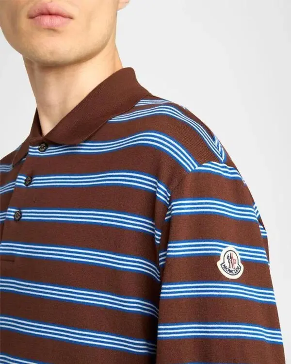 Moncler Apos;s Cotton Knit Triple-stripe Polo Shirt