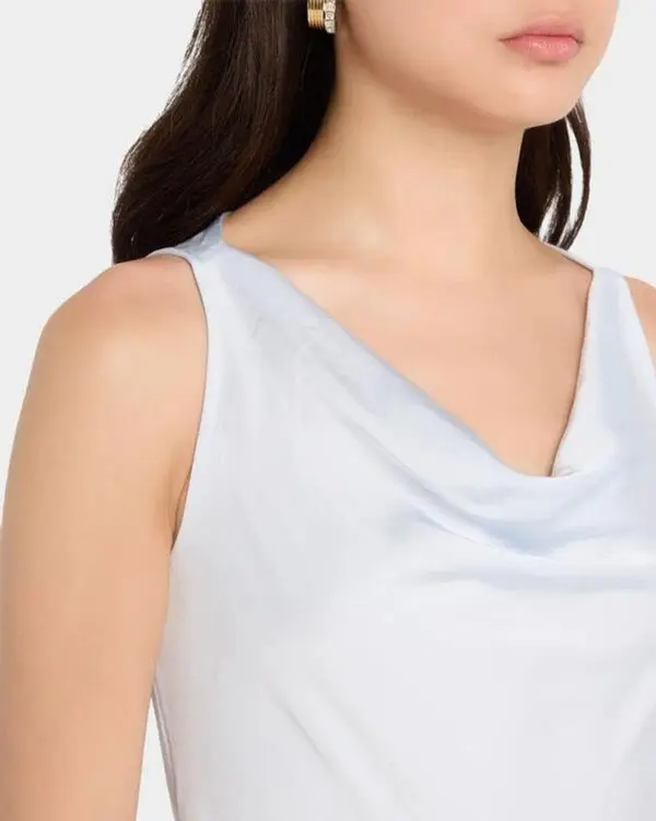 Lapointe Satin Sleeveless Belted Dress - Cloud