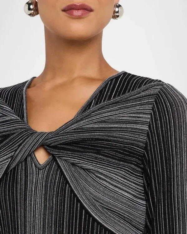 Misook Twist-front Knit Midi Dress