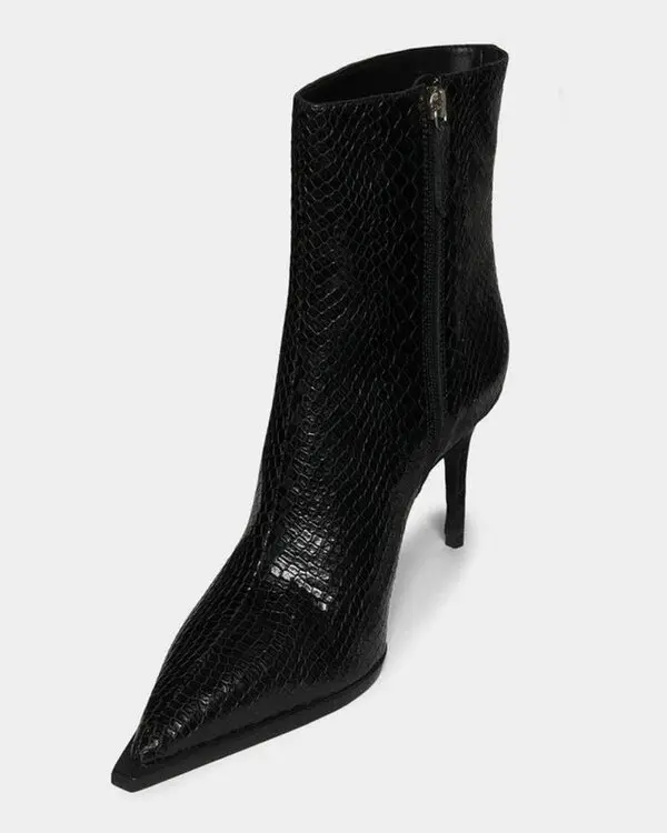 Schutz 85mm Mary Snake-embossed Leather Booties