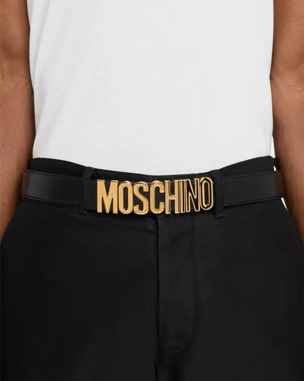 Moschino Apos;s Lettering Logo Leather Belt