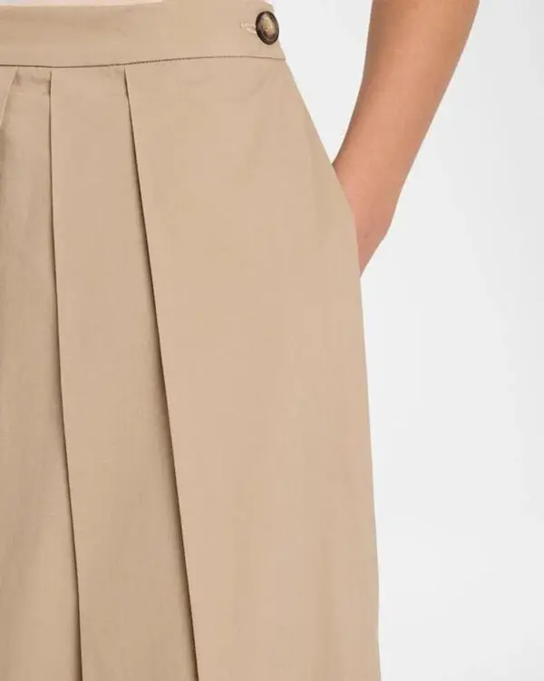 Emporio Armani Eagle Club Poplin Pleated Midi Skirt - Dune