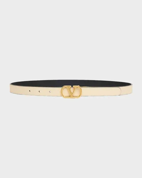 Valentino Garavani Vlogo Signature Reversible Calfskin Belt, 20mm - Dvx Nero/b