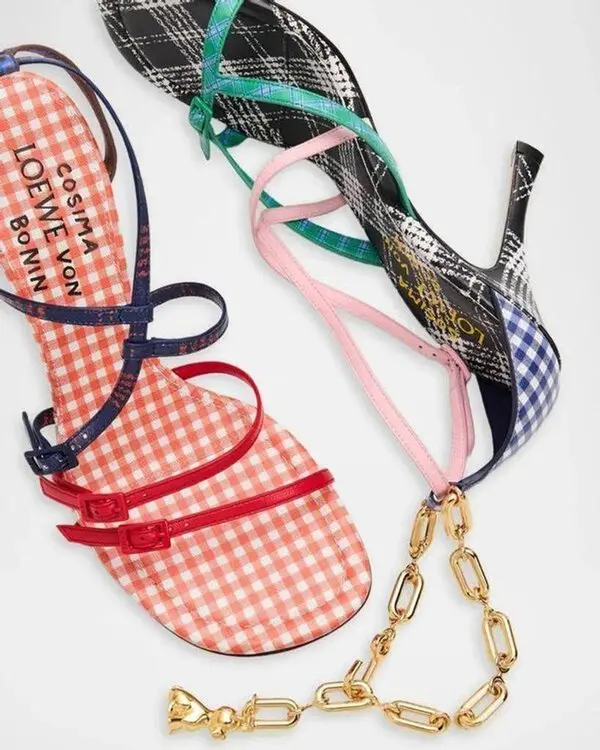 Loewe 90mm Comic Gingham Strappy Sandals - Multi