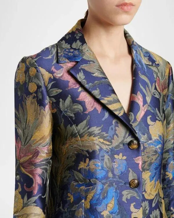 Etro Floral Jacquard Single-breasted A-line Jacket - Multicolor