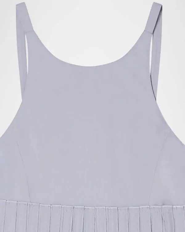 Emporio Armani Pleated Cotton Poplin Midi Dress - Iris
