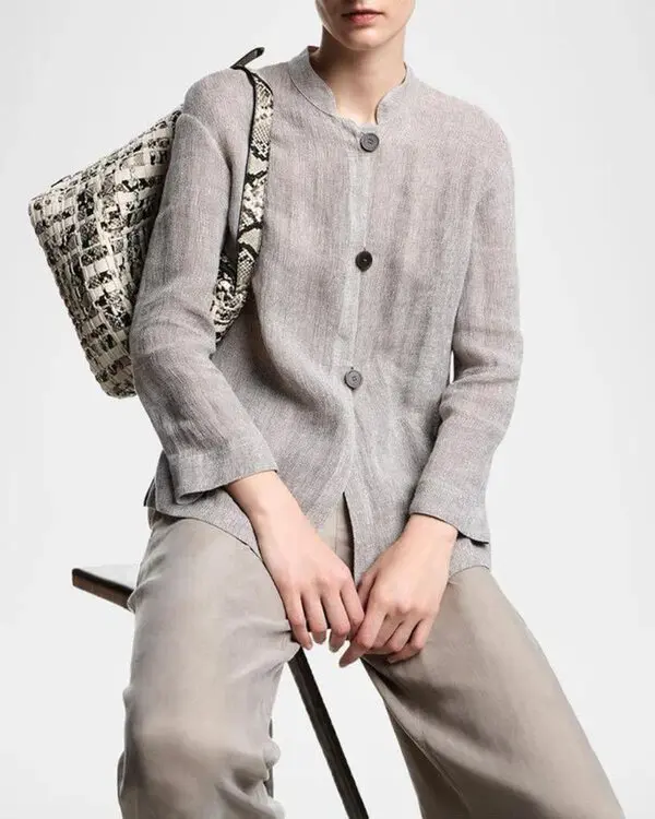 Emporio Armani Shiny Wide-leg Trousers - Pearl Grey