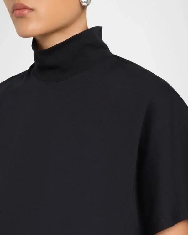 Majestic Filatures Mock-neck Supima Cotton Shirt - Noir
