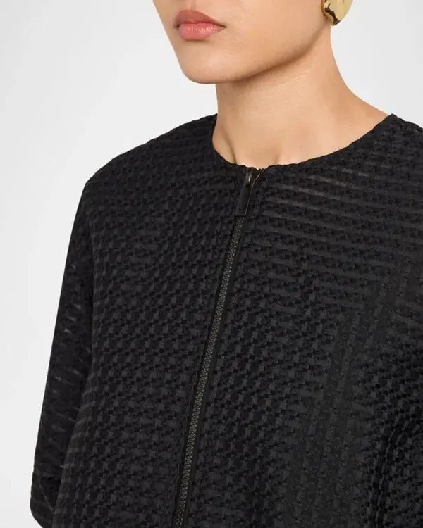 Emporio Armani Cropped Gingham Jacquard Blouson Jacket