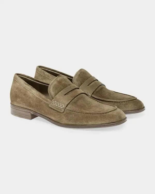 GIANVITO ROSSI Apos;s George Suede Penny Loafers - Camel