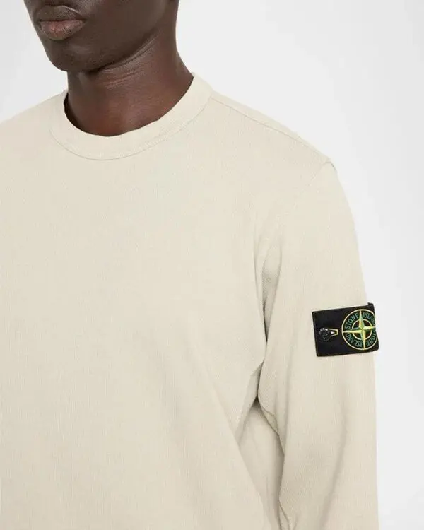 Stone Island Apos;s Cotton Micro-rib Crewneck Sweater - Sand