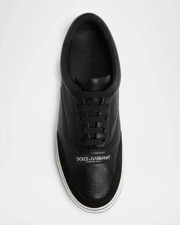 Dolce & Gabbana Apos;s Grained Leather Label Low-top Sneakers