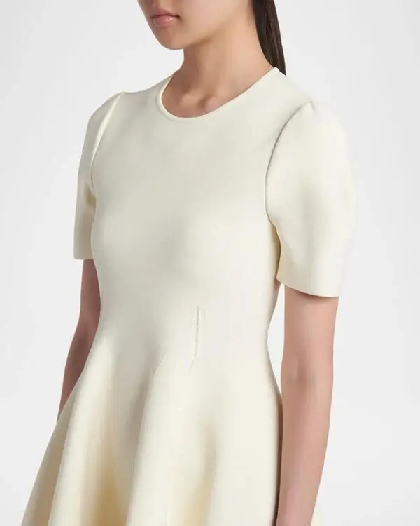 Alexander McQueen Puff-sleeve Fit-&-flare Mini Dress - Ivory