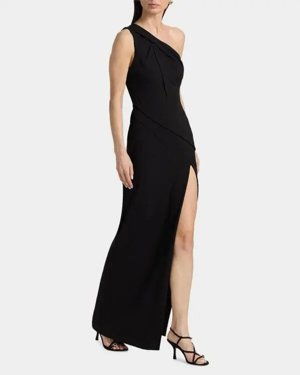 Black Halo Arliss One-shoulder Crepe Gown