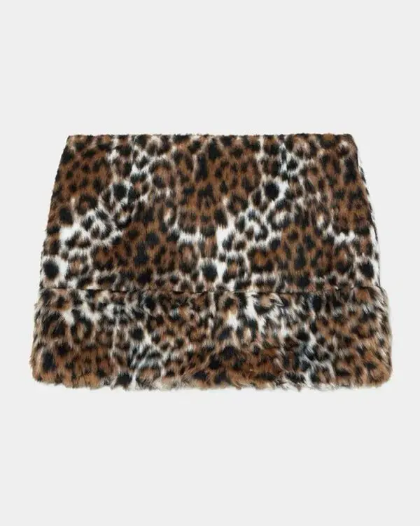 Marc Jacobs Faux Fur Leopard Mini Skirt - Brown Mult