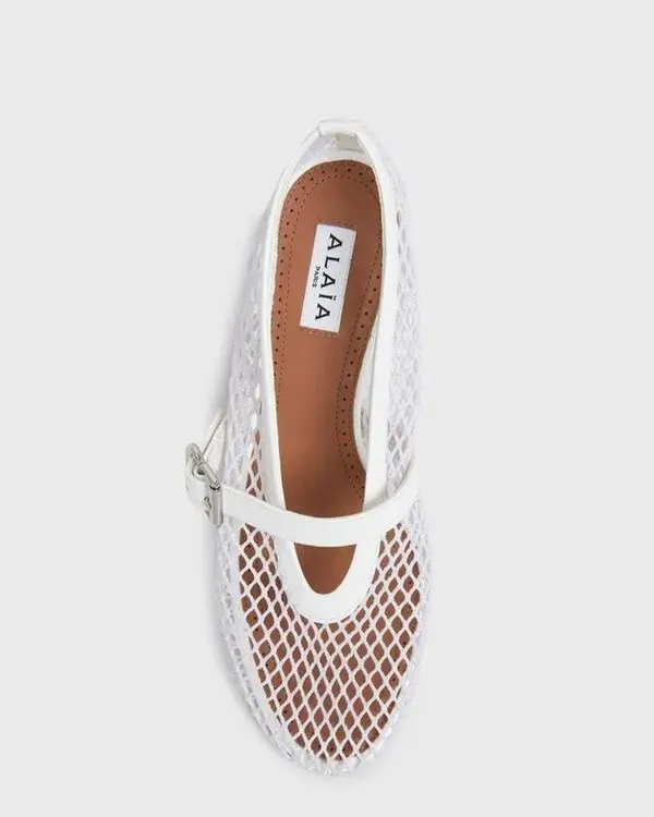 Alaïa 55mm Fishnet Ballerina Pumps - Blanc