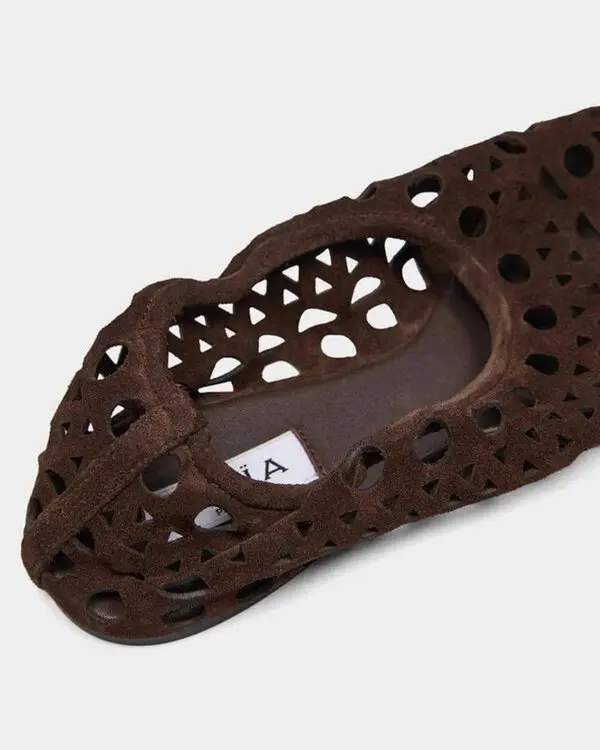 Alaïa Neo Vienne Suede Slippers - Chocolate