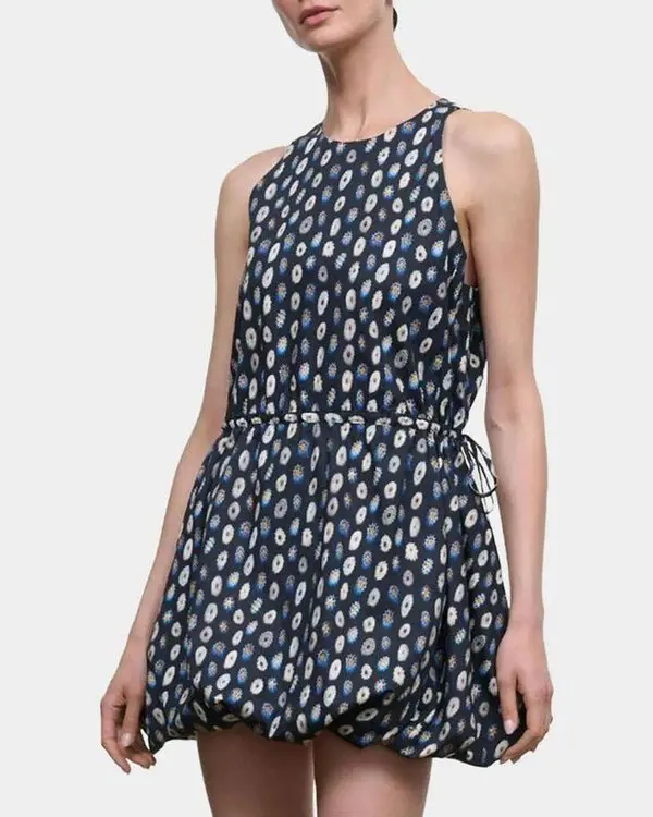 Staud Molly Cotton Bubble-hem Mini Dress - Glasswork