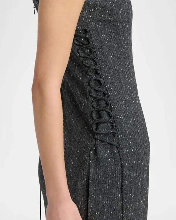 Alexander McQueen Sleeveless Laced Sheath Dress - Grey