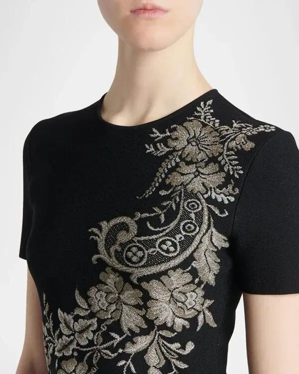 Alexander McQueen Asymmetric Jacquard Peplum Top - Black