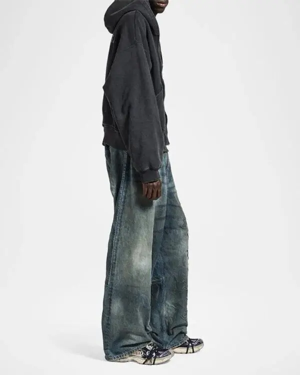 Balenciaga Apos;s Minimal Gothic Denim Baggy Wide-leg Pants