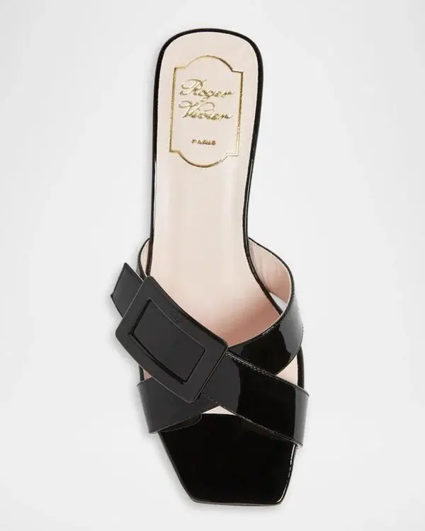 ROGER VIVIER Belle Vivier Cross-strap Leather Sandals - Nero