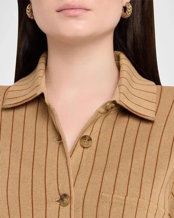 Guest In Residence Pinstripe Work Shirt - Camel/burn