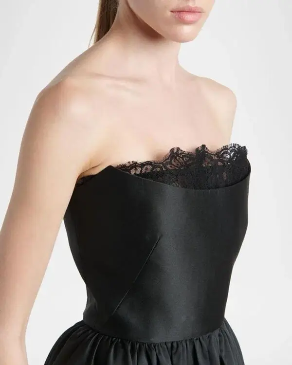 Alexander McQueen Strapless Lace-trim Corset Fit-&-flare Gown