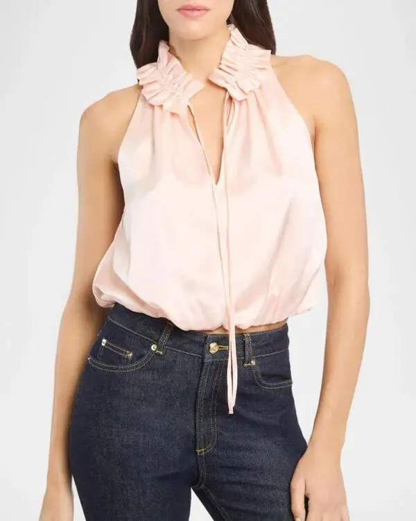 Cinq À Sept Lucianna Sleeveless Silk Bubble Blouse