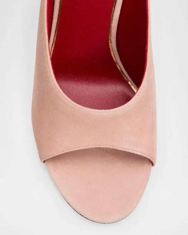 Valentino Garavani Suede Bow-back Stiletto Sandal - Light Pink