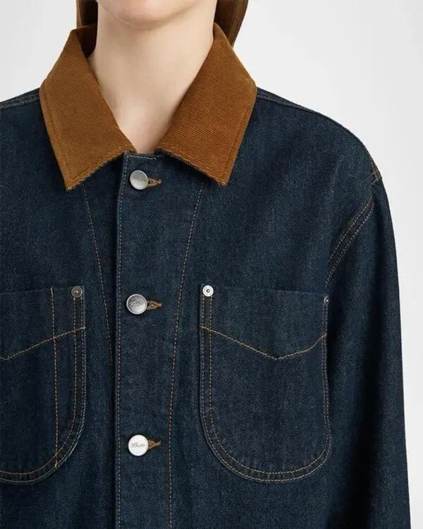 Khaite Wyatt Corduroy-collar Denim Jacket - Benson